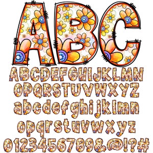 BUNDLE Spring Floral Alphabet PNG, Doodle Alpha, Doodle Flowers, Doodle ...