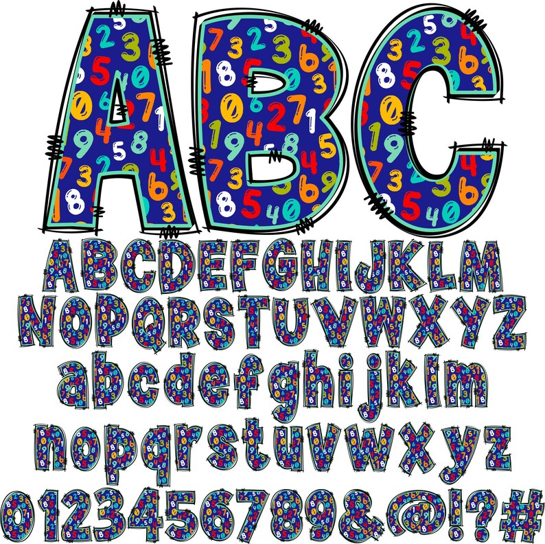 School Letters & Numbers PNG, Alpha Doodle, PNG Letters, Doodle Letters ...
