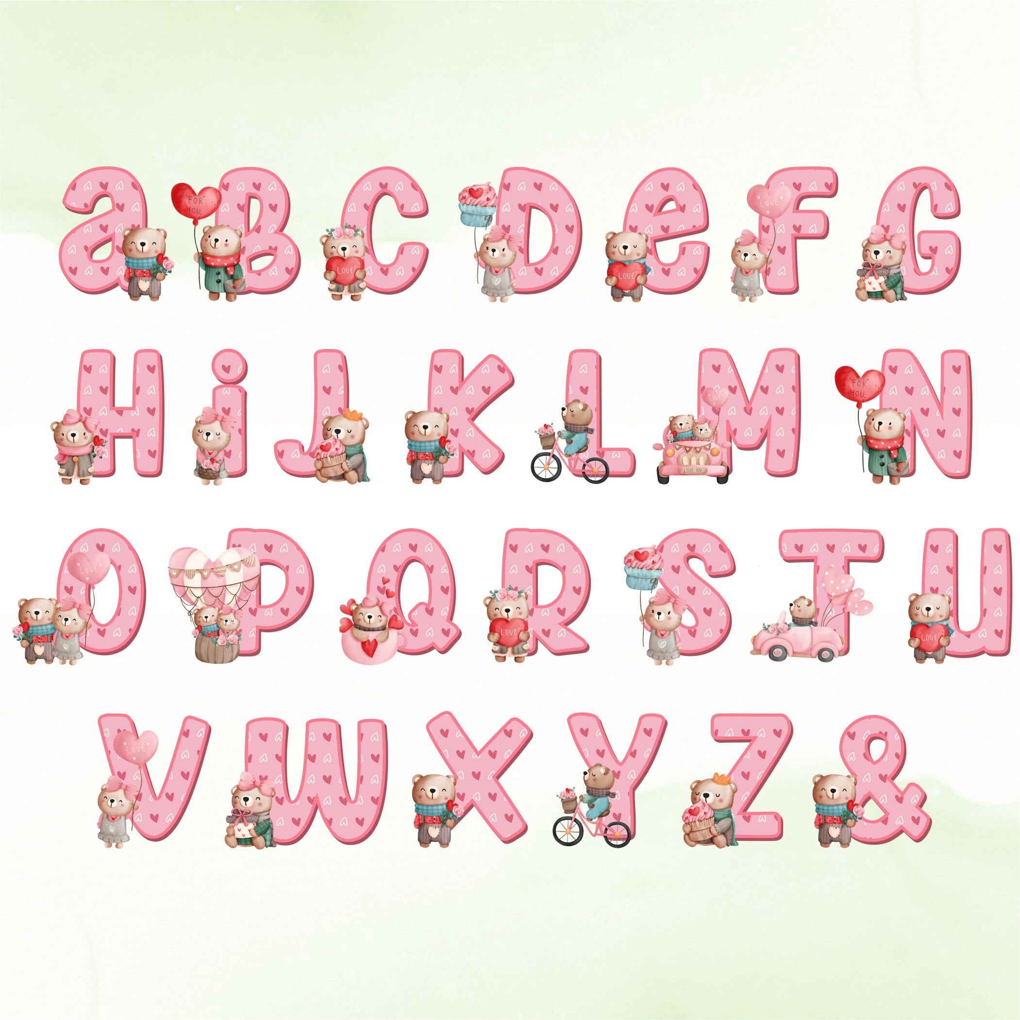 Valentine's Day Letters PNG, Love Alphabet, Doodle Valentines, Love ...
