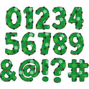 Christmas Clipart Letters PNG, Green Holiday Alphabet, Doodle Holidays ...
