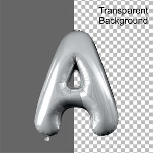Silver Balloon PNG Letters, Transparent Background, Silver Balloon ...