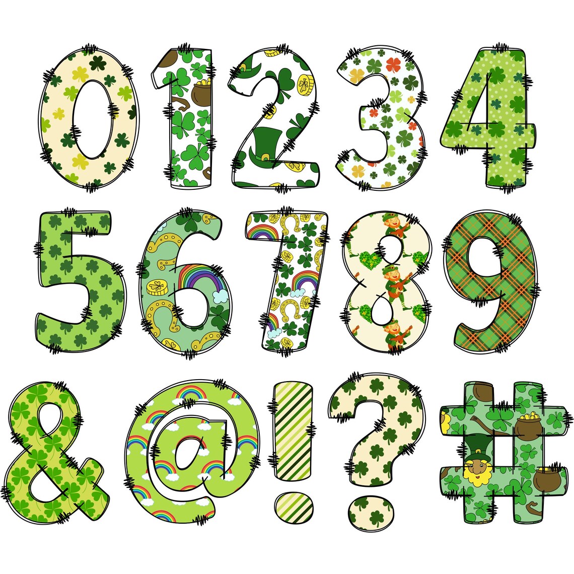 St Patrick's Day Letters PNG Shamrock Alphabet Clip Art | Etsy