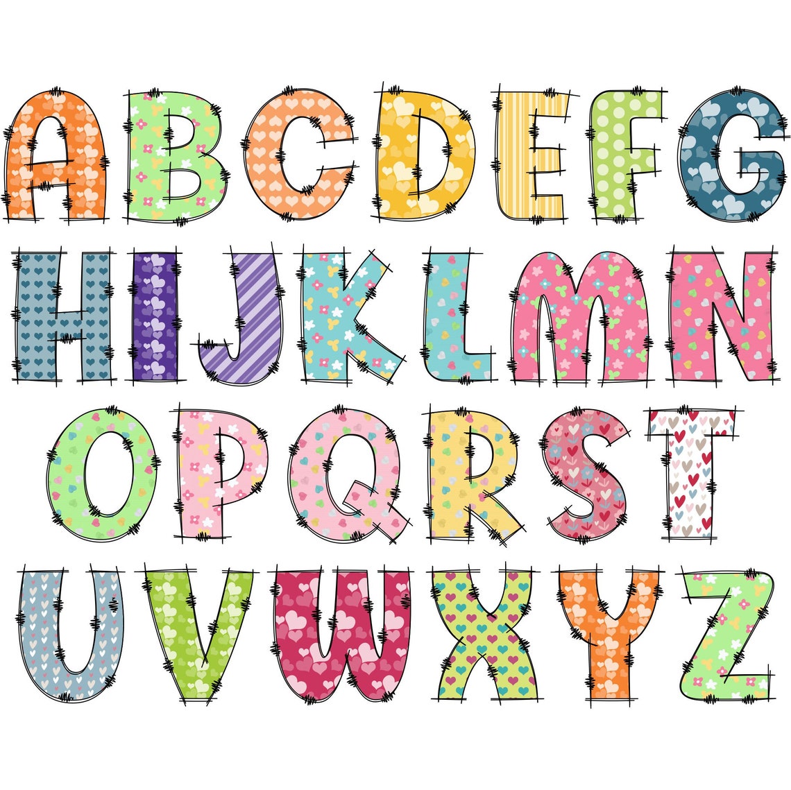 Valentine's Day Letters PNG Love Alphabet Clip Art PNG - Etsy