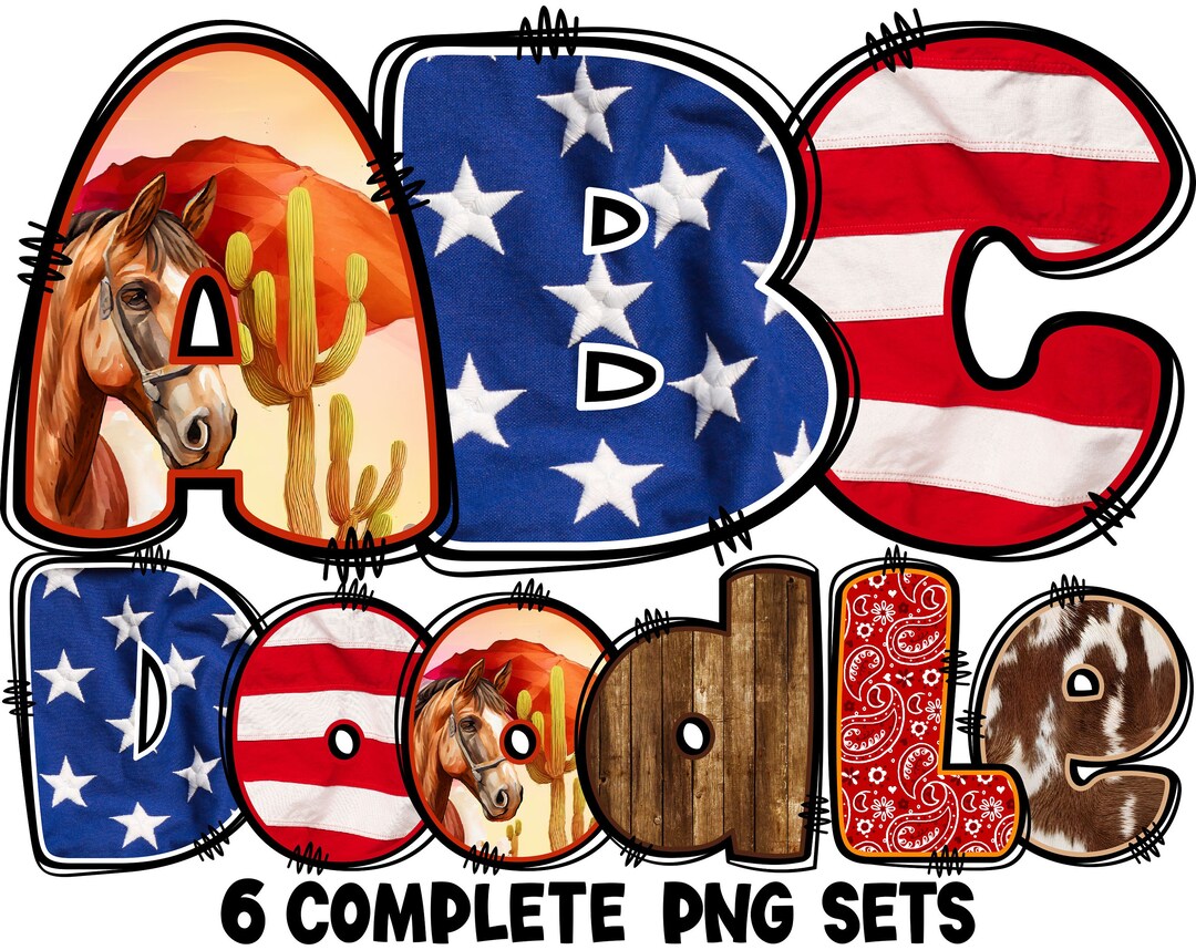 Patriotic Alphabet PNG, 4th of July, Independence Day, Alpha Doodle ...