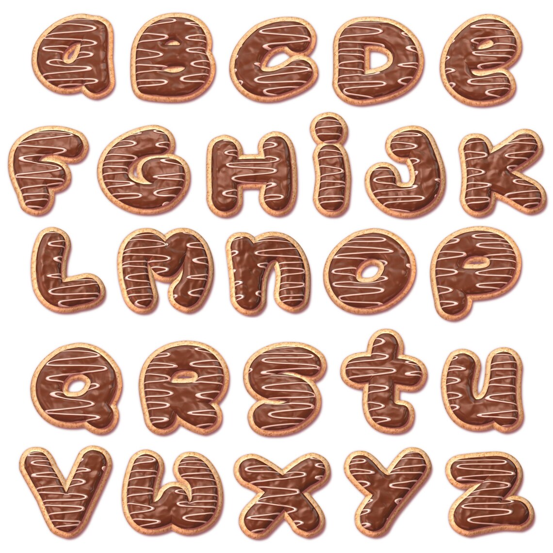 Chocolate Cookies 3D Letters PNG Cookies Alphabet PNG - Etsy
