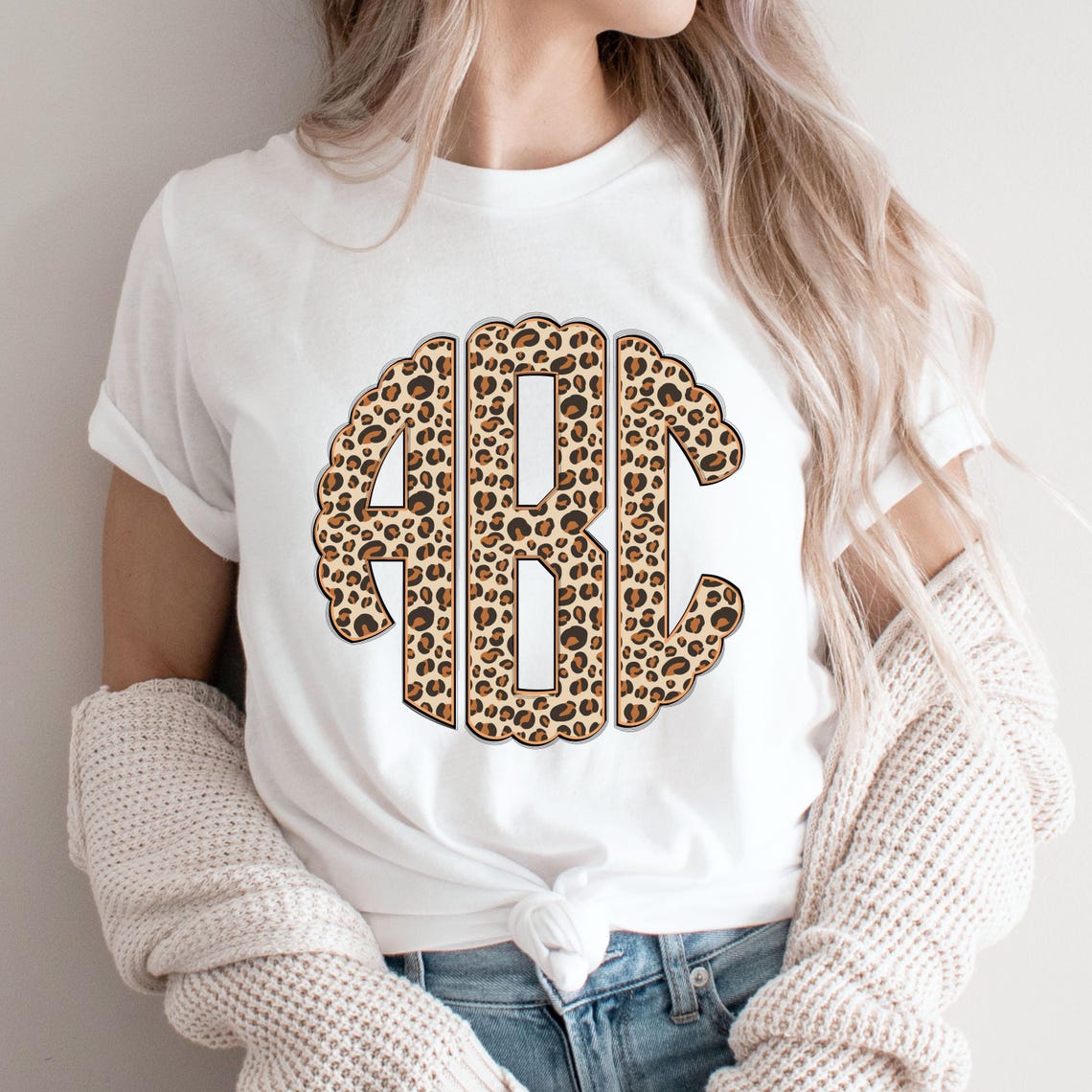 Leopard Print Scalloped Monogram PNG, Animal Print Monogram, Preppy ...