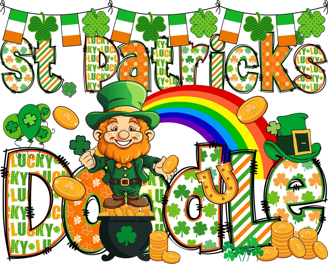 St Patrick's Day Letters PNG, Shamrock Alphabet, Alpha Doodle, St Paddy ...