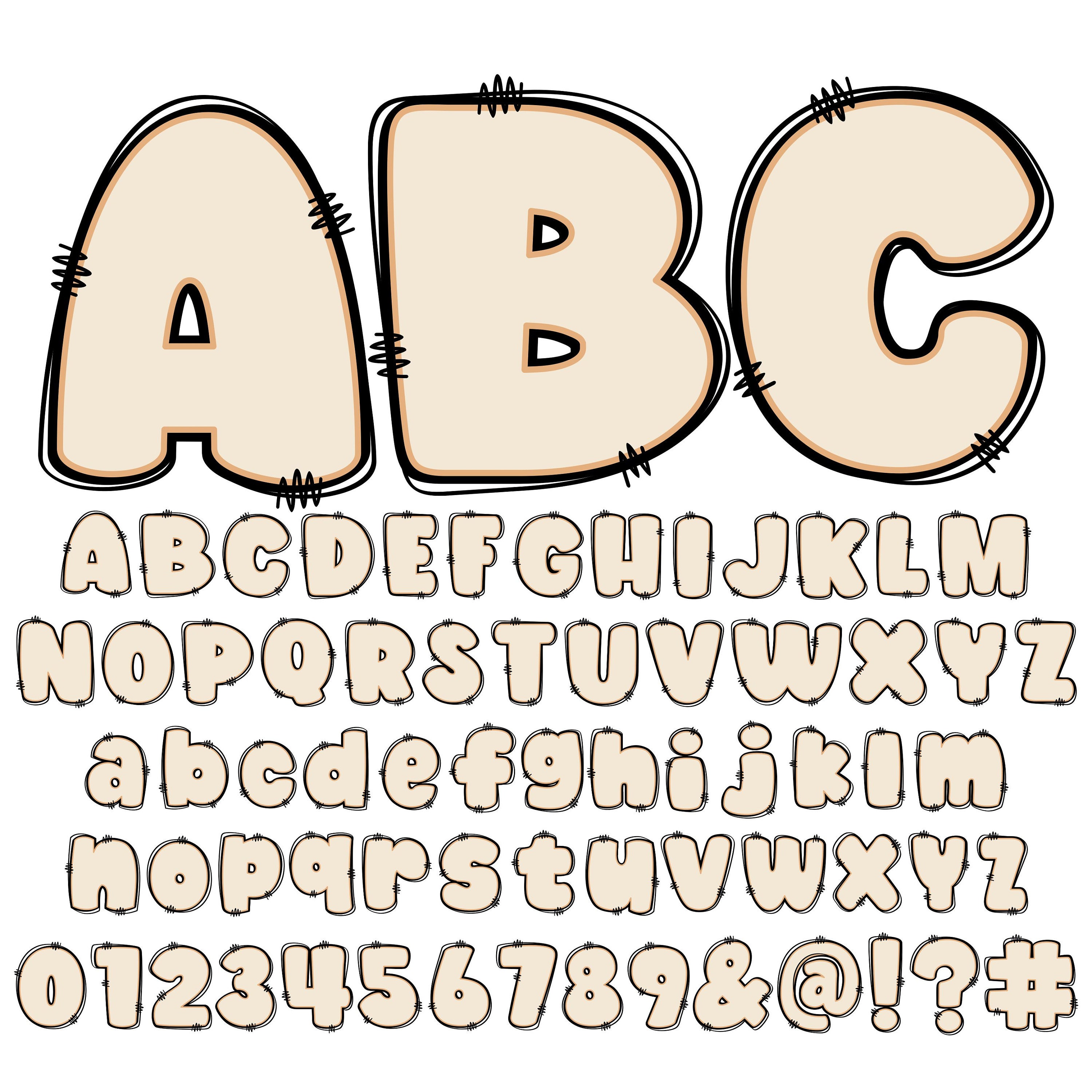 BUNDLE Retro Boho Floral Alphabet PNG Chubby Alpha Doodle - Etsy