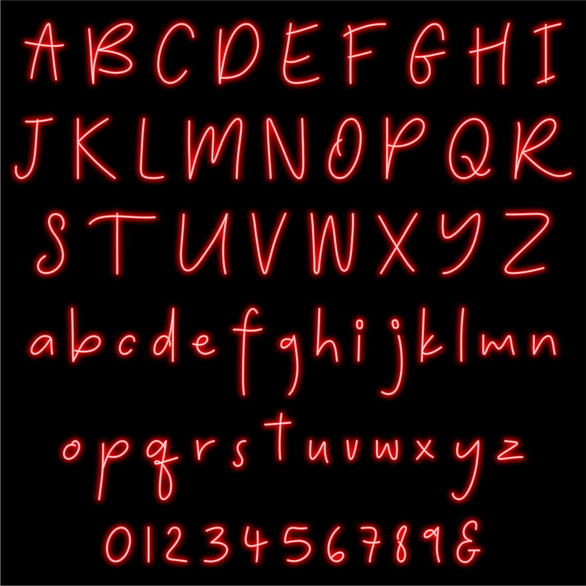 Neon Glow Effect Alphabet PNG Clip Art Letters Font Instant - Etsy