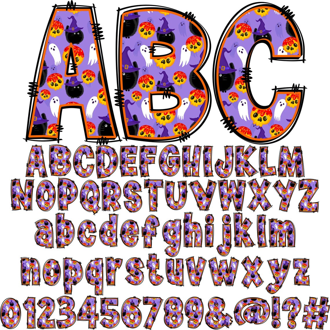 BUNDLE Halloween Alphabet PNG Spooky Halloween Day Alpha - Etsy