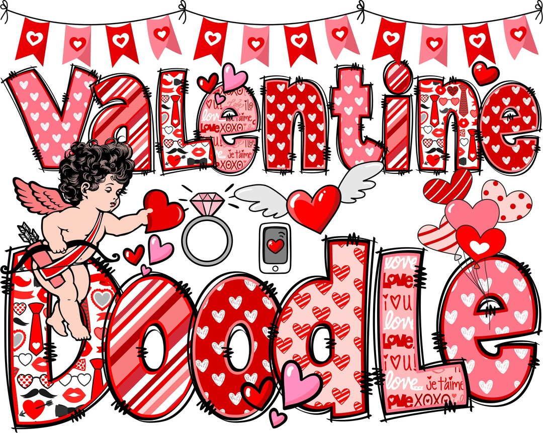 Valentine's Day Alphabet PNG, Valentines Letters, Valentines Doodle ...