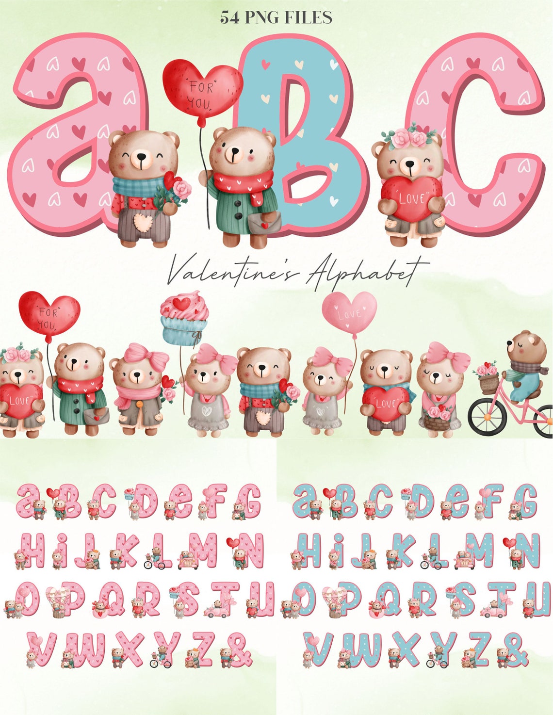 BUNDLE Valentine's Day Letters PNG Love Alphabet Clip - Etsy