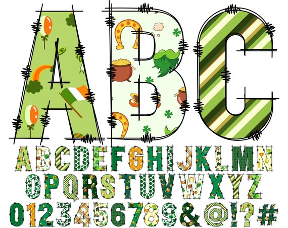 St Patrick's Day Letters PNG Shamrock Alphabet Clip Art - Etsy