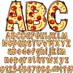 BUNDLE Halloween Alphabet PNG, Halloween Day, Alpha Doodle, Halloween ...