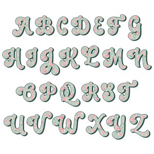 Retro Spring Alphabet PNG, Alpha Doodle, Doodle Flowers, Doodle Letters ...