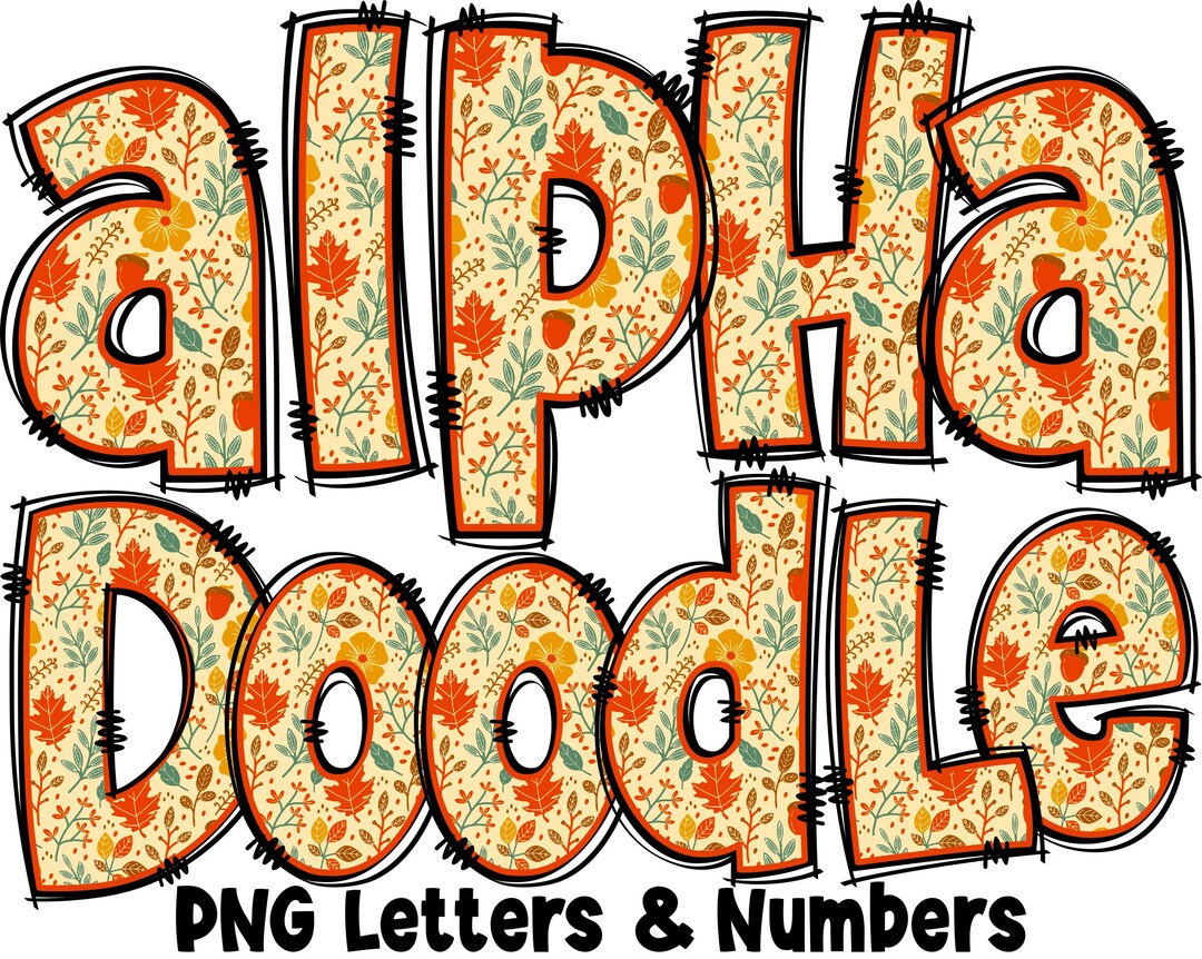 Fall Autumn Letters & Numbers PNG, Alpha Doodle, PNG Letters, Fall ...