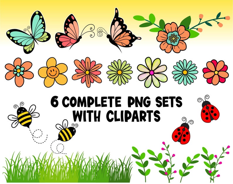 BUNDLE Spring Floral Alphabet PNG Doodle Alpha Doodle - Etsy