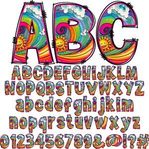 BUNDLE Spring Floral Alphabet PNG, Doodle Alpha, Doodle Flowers, Doodle ...