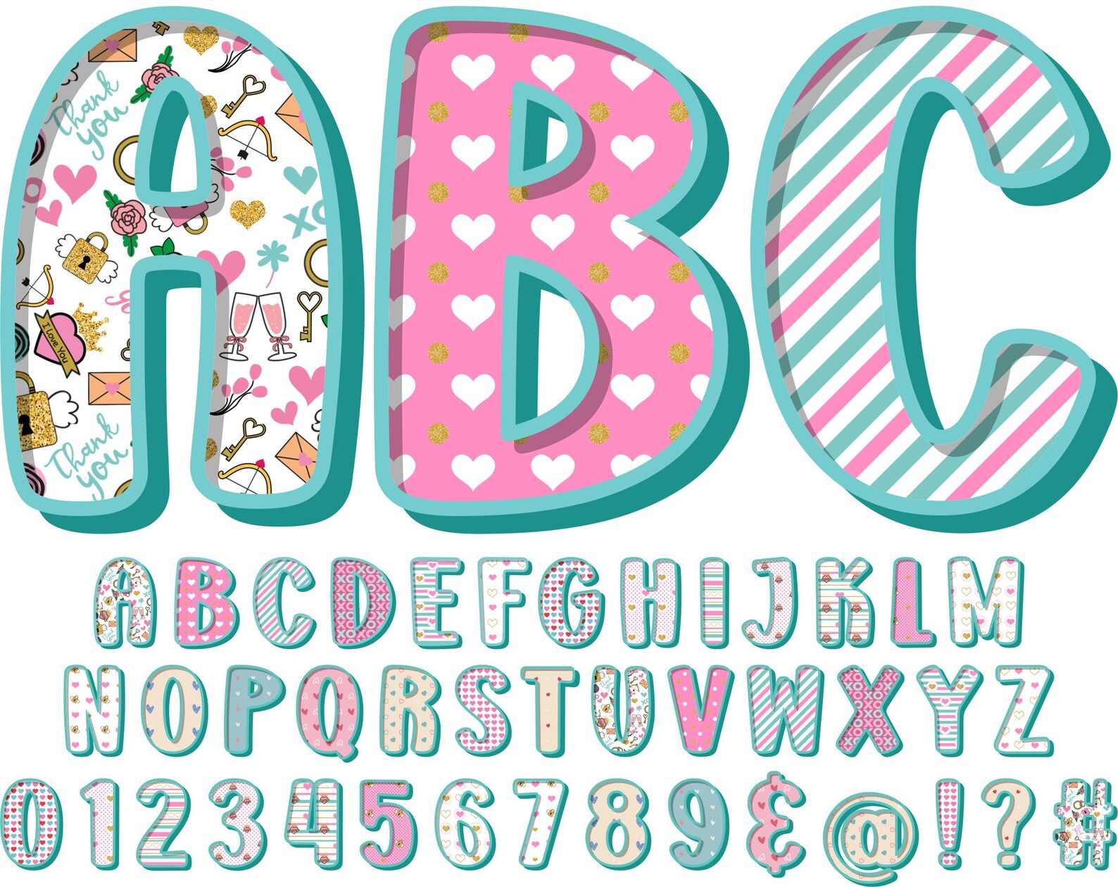 Valentine's Day Alphabet PNG Love Alphabet Clip Art PNG | Etsy