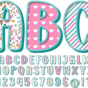 Valentine's Day Alphabet PNG, Love Alphabet Clip Art, Doodle Valentines ...