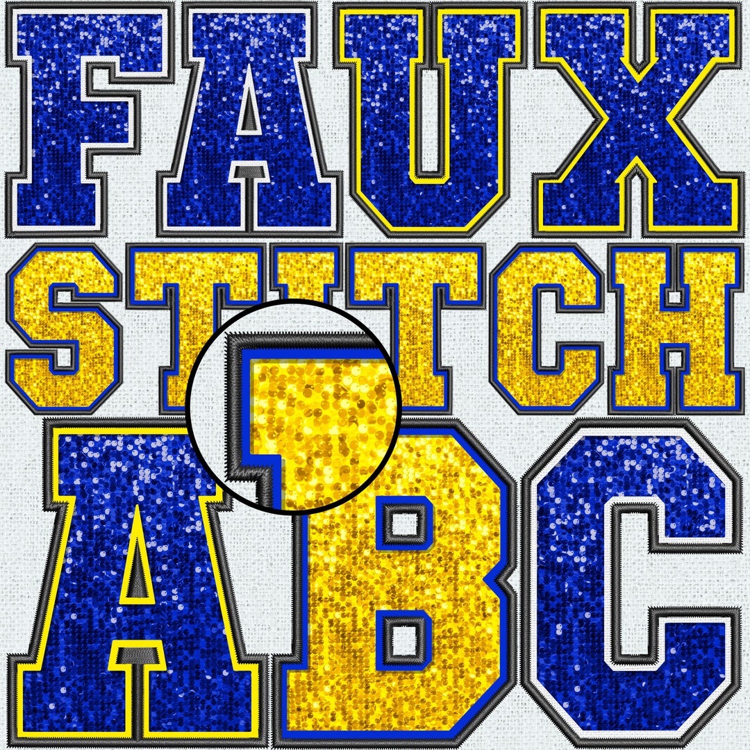 Faux Embroidery Sequin Letters BUNDLE, Faux Sequin Patch, Faux Sequin ...