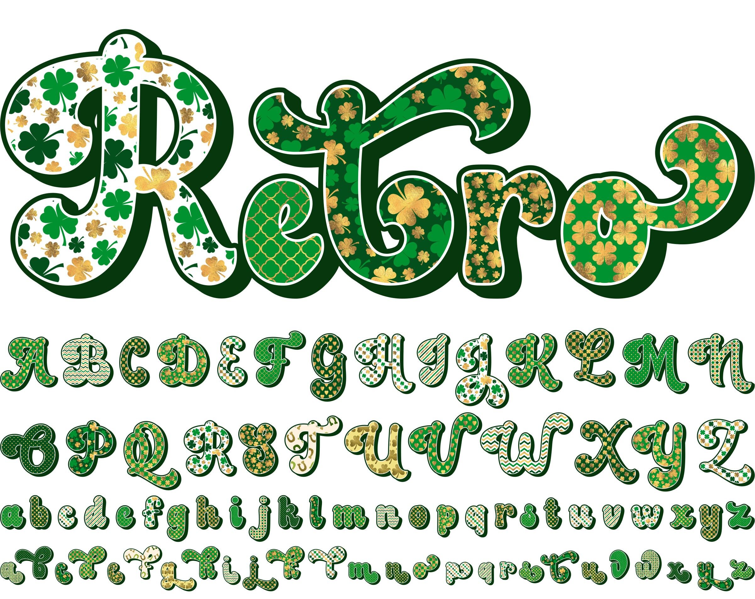 Retro St Patrick's Day Letters PNG Shamrock Alphabet Clip - Etsy
