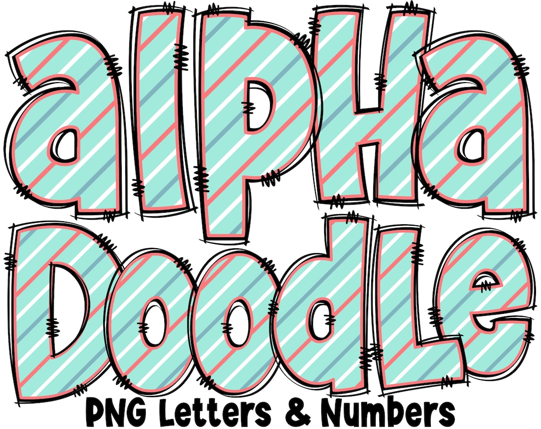 Stripes Letters & Numbers PNG, Alpha Doodle, PNG Letters, Floral Doodle ...