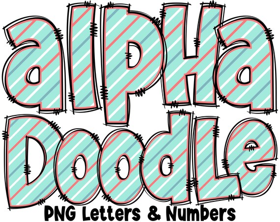 Stripes Letters & Numbers PNG Alpha Doodle PNG Letters - Etsy