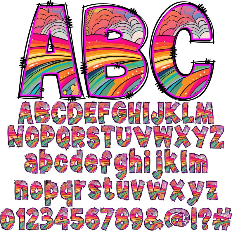 BUNDLE Spring Floral Alphabet PNG Doodle Alpha Doodle - Etsy