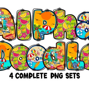 Summer Letters & Numbers PNG, Alpha Doodle, PNG Letters, Summer Doodle ...