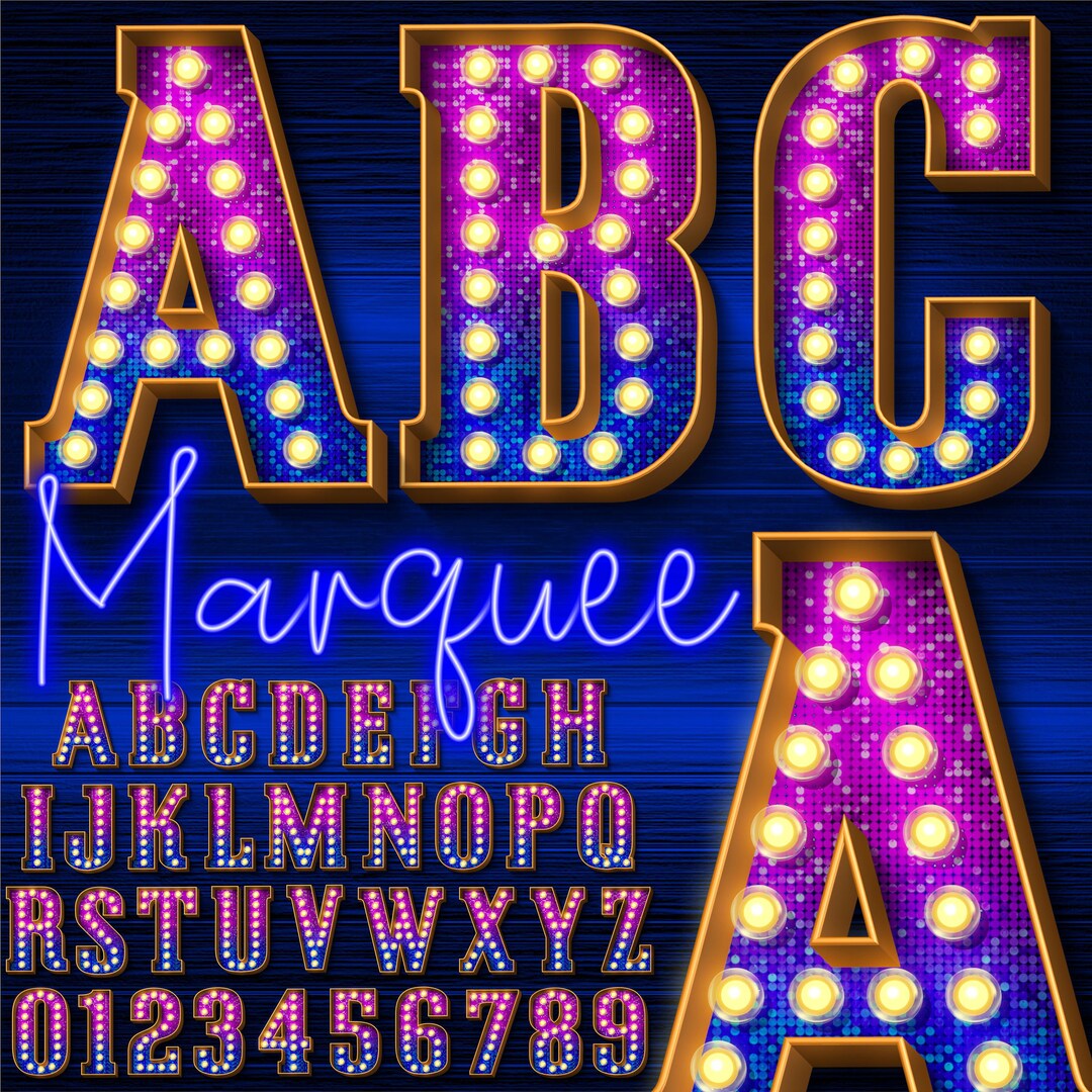 Glitter Marquee Letters PNG, Light Bulbs Letters, PNG Letters, 3D ...