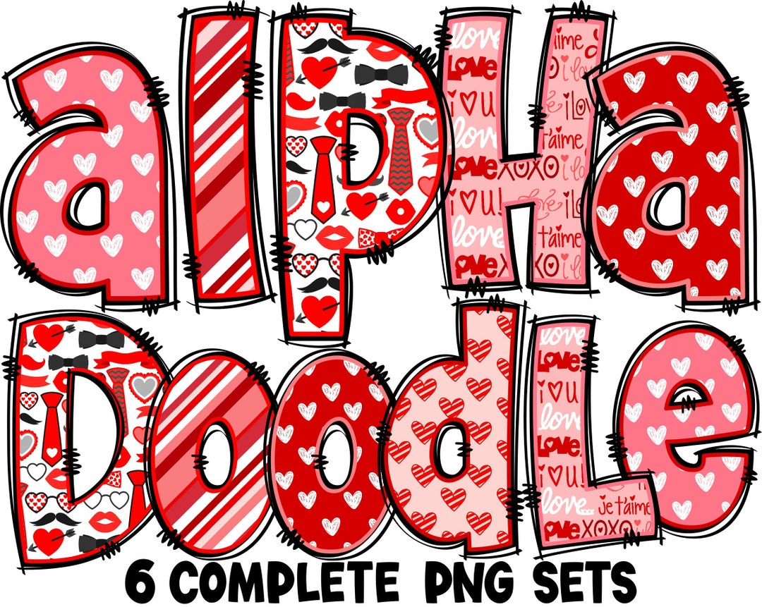 Valentine's Day Alphabet PNG, Valentines Letters, Valentines Doodle ...