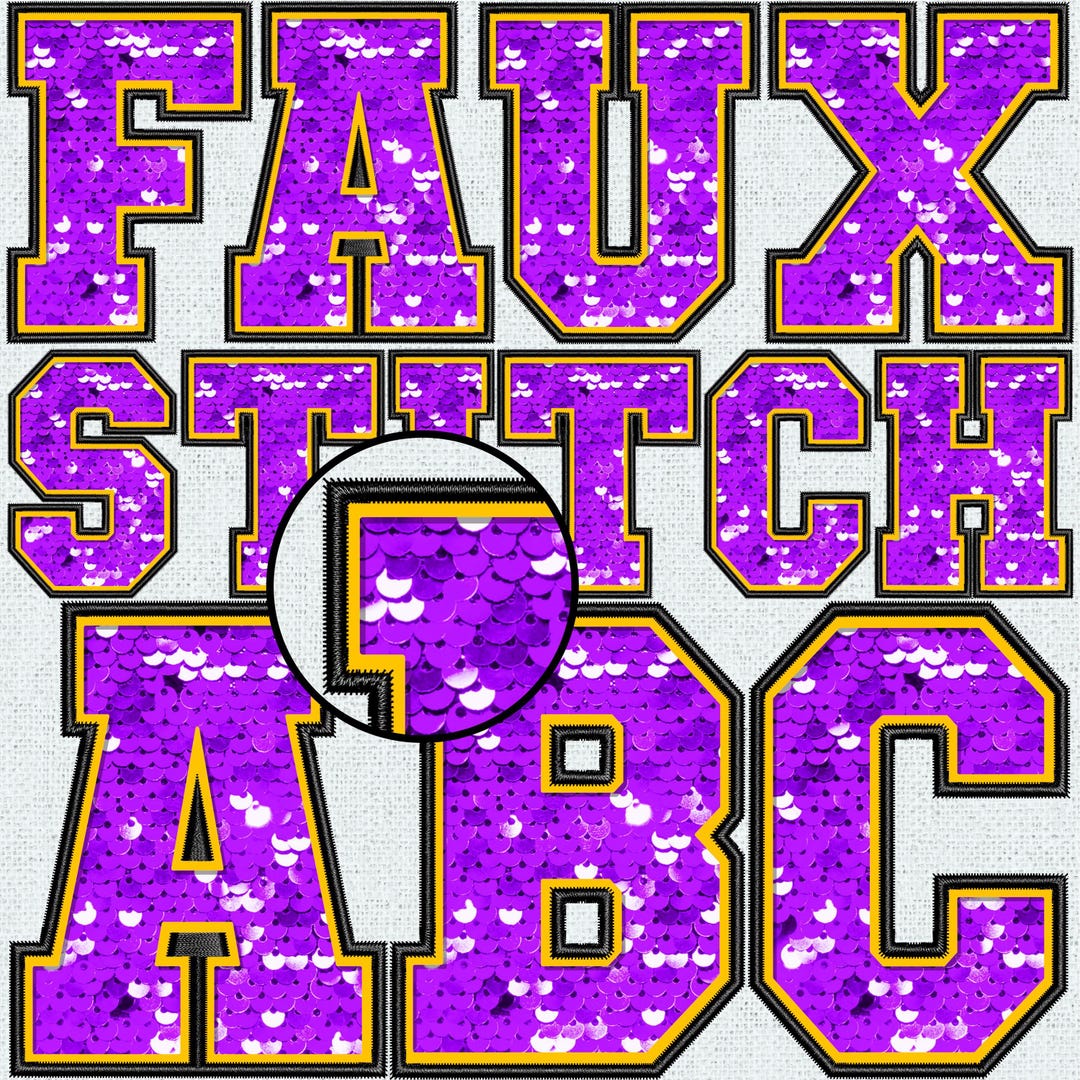 Faux Embroidery Sequin Letters BUNDLE, Faux Sequin Patch, Faux Sequin ...