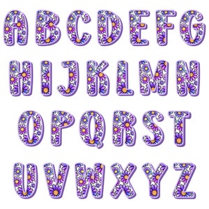 Spring Floral Alphabet PNG, Doodle Alpha, Doodle Flowers, Doodle ...