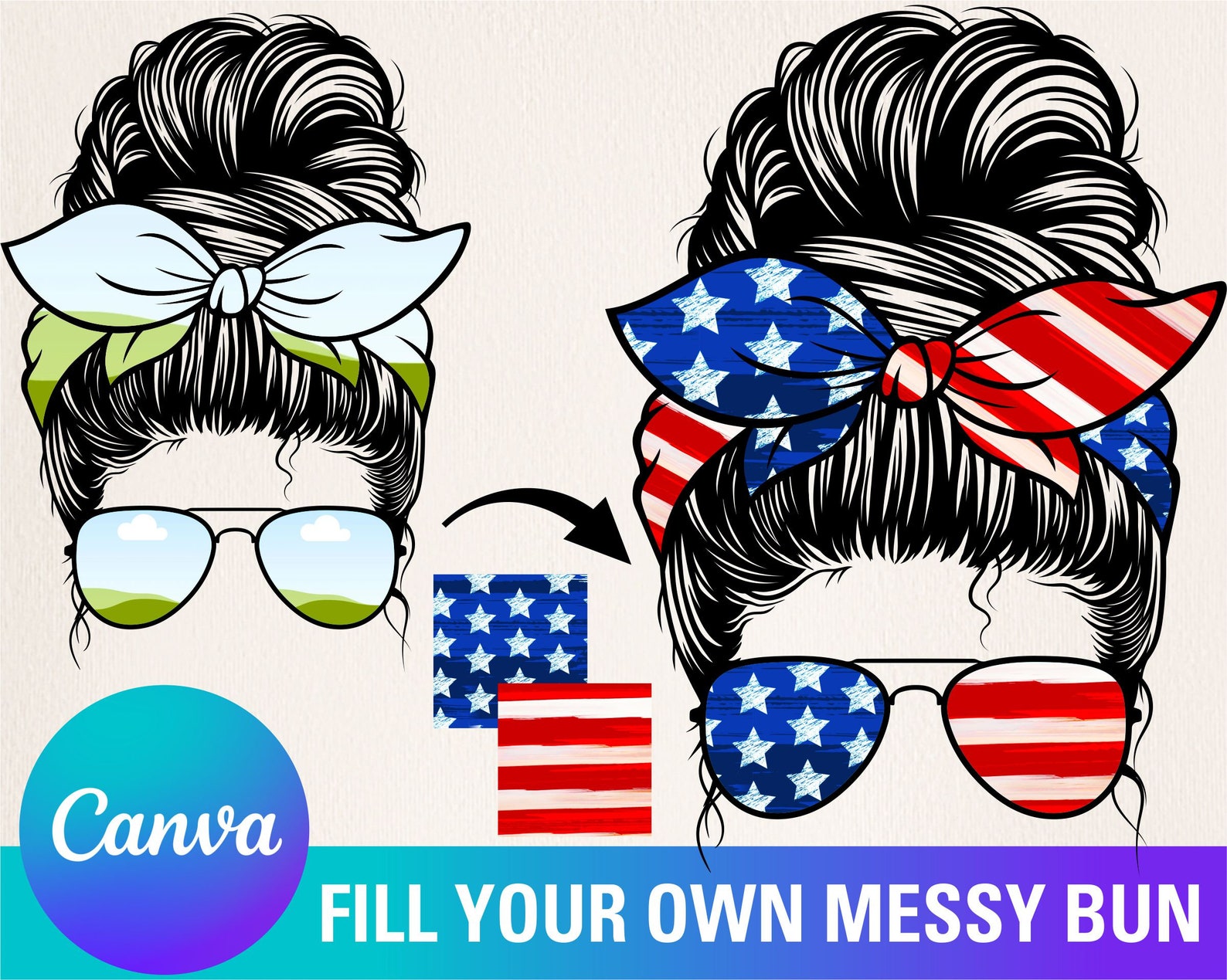 Messy Bun Canva Frame Template , Mom Life Canva Frame, Canva Frame ...