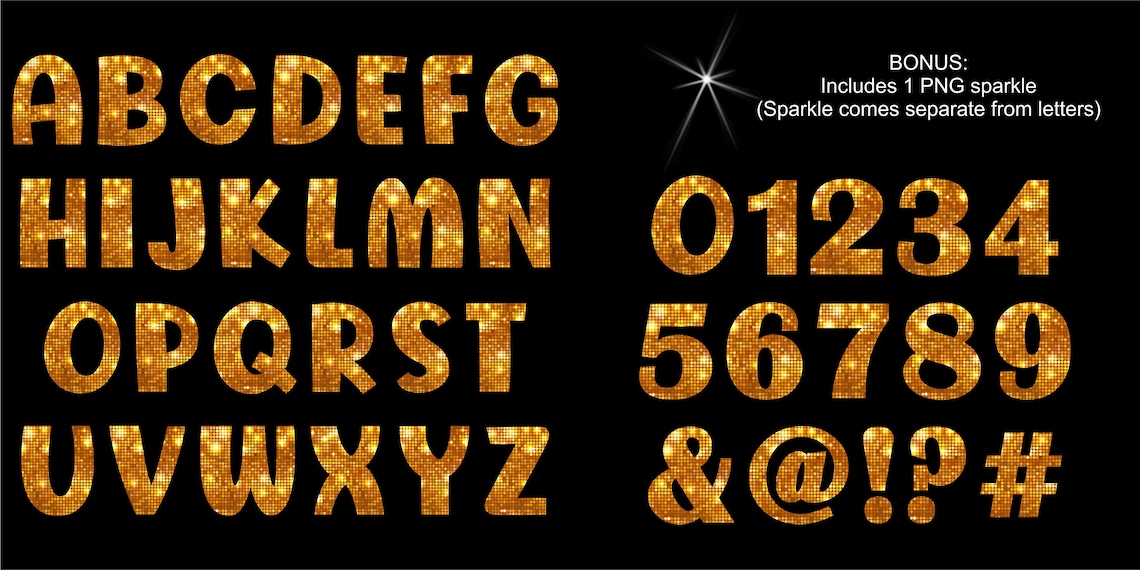 Bundle PNG Gold Glitter Letters Sparkle Clip Art Letters | Etsy