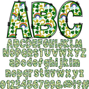 St Patrick's Day Letters PNG, Shamrock Alphabet, Doodle Irish, St Paddy ...