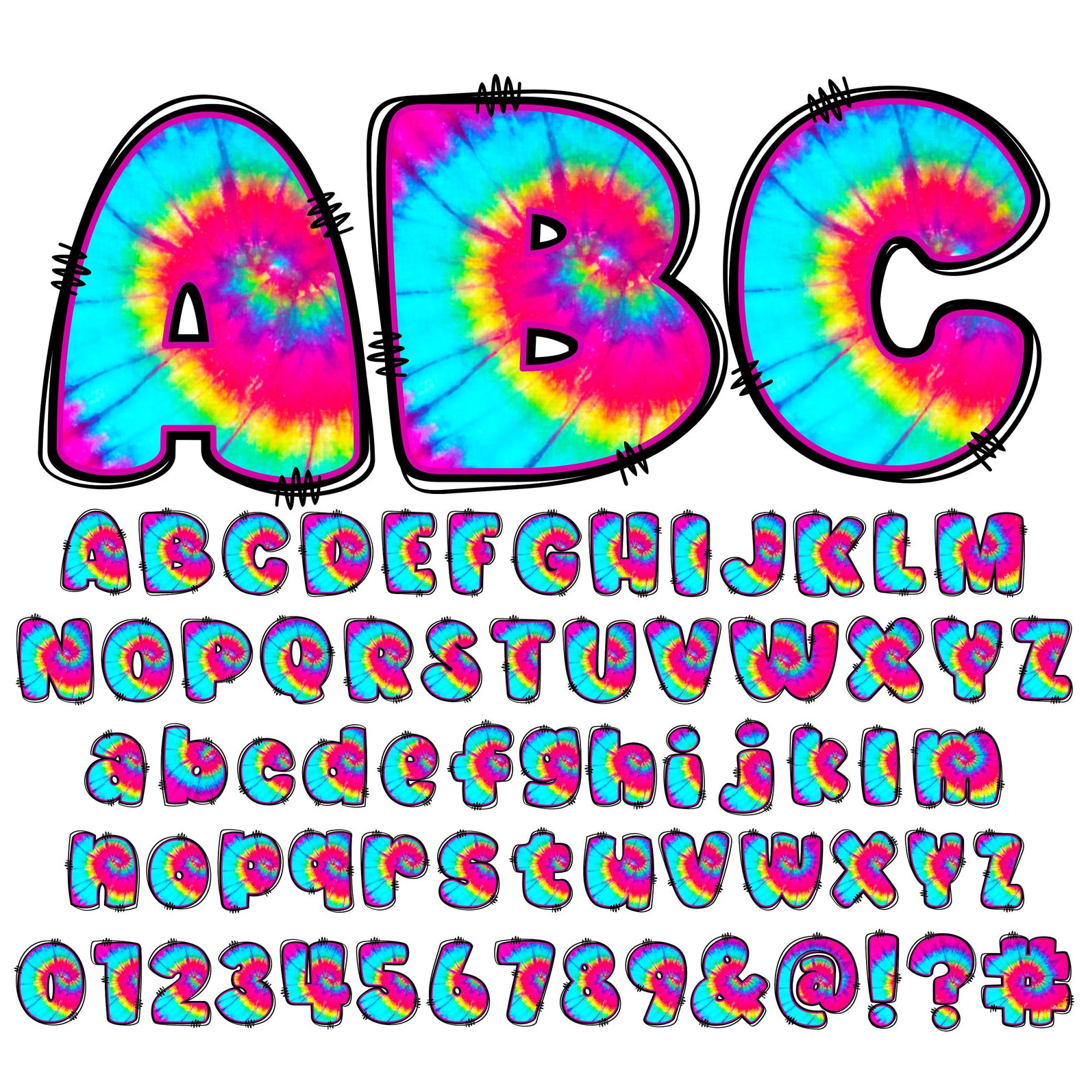 Tie Dye Alphabet PNG Doodle Alphabet Clip Art Transparent - Etsy