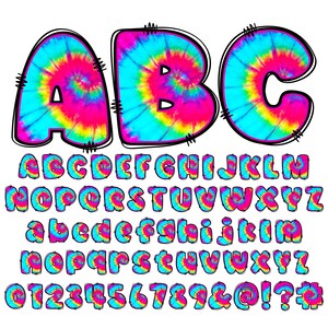 Tie Dye Alphabet PNG, Doodle Alphabet, Transparent PNG, Doodle Letters ...