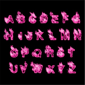 Pink Fire PNG Letters, Transparent Background, Flame Alphabet Clip Art ...