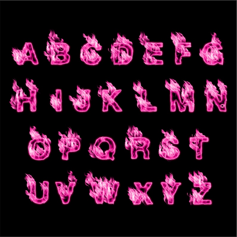 Pink Fire PNG Letters, Transparent Background, Flame Alphabet Clip Art ...