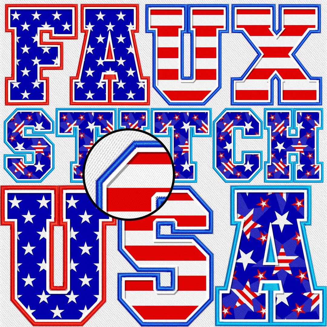 Faux Embroidery Applique Letters BUNDLE, Faux Applique Patch, Faux ...