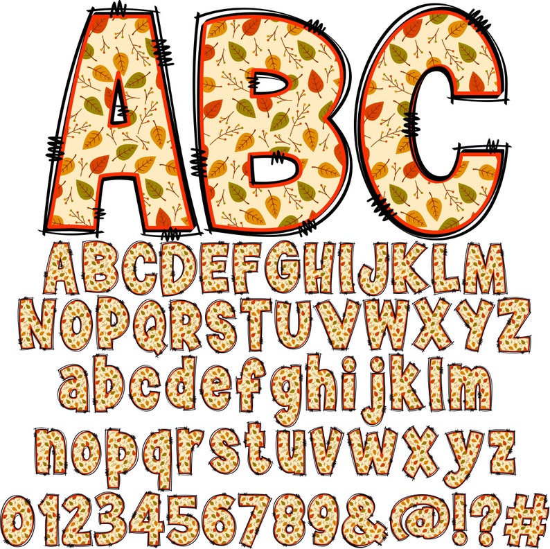 BUNDLE Fall Autumn Alphabet PNG Alpha Doodle PNG Letters - Etsy