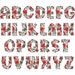 Christmas Clipart Letters PNG, Red Flower Alphabet, Doodle Holidays ...