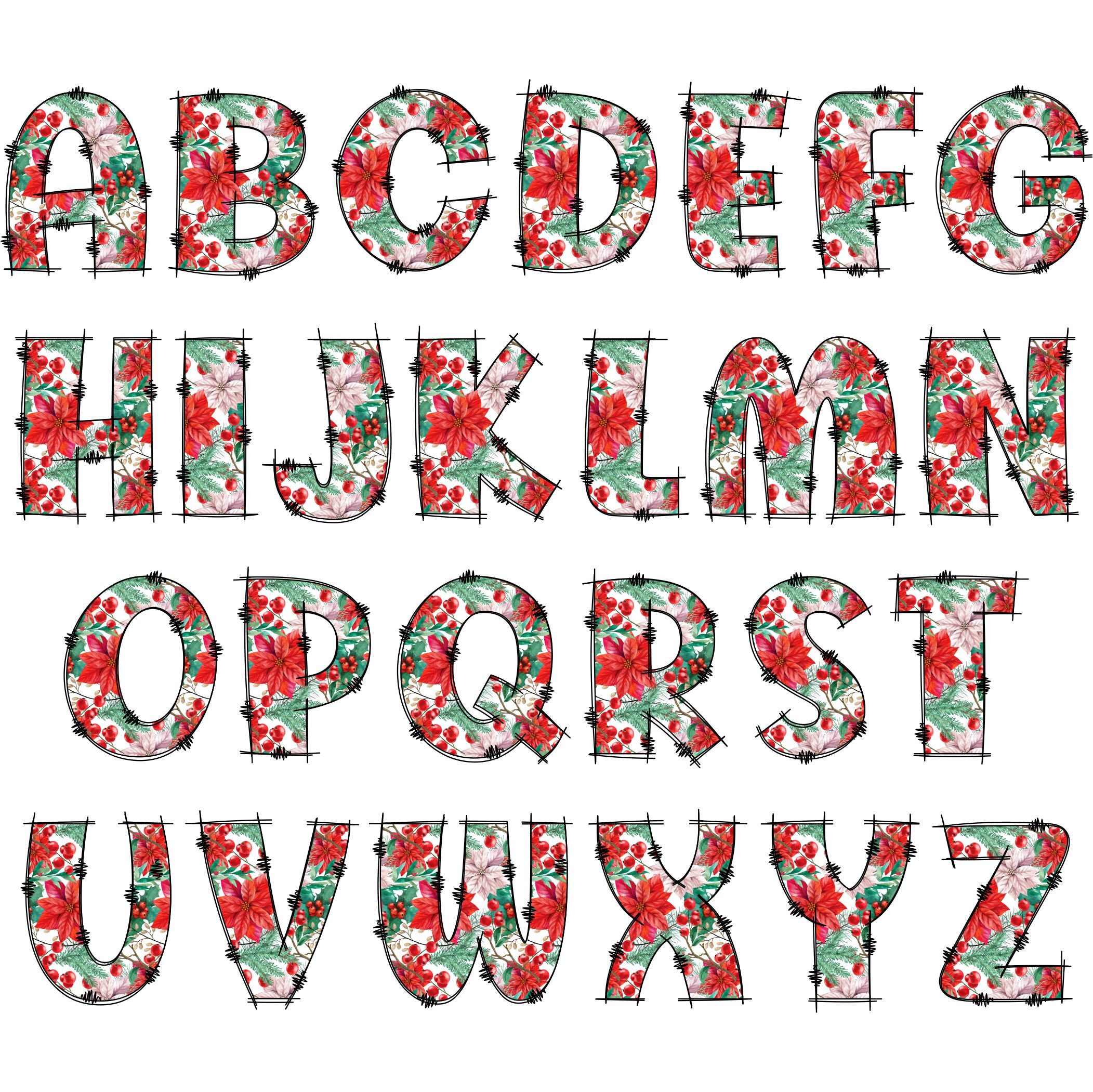 Christmas Clipart Letters PNG Red Flower Alphabet Clip Art - Etsy