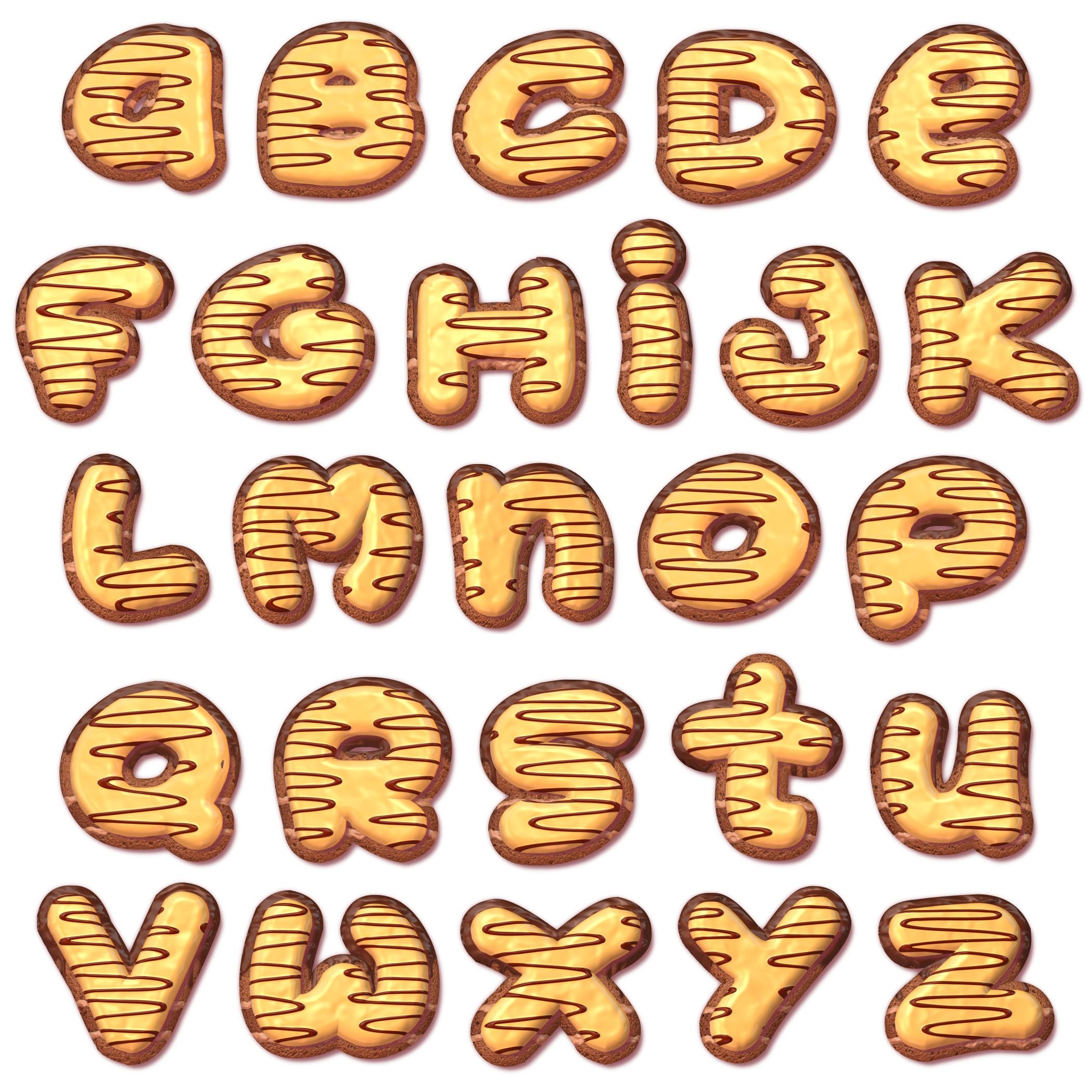 Chocolate Cookies 3D Letters PNG Cookies Alphabet PNG | Etsy