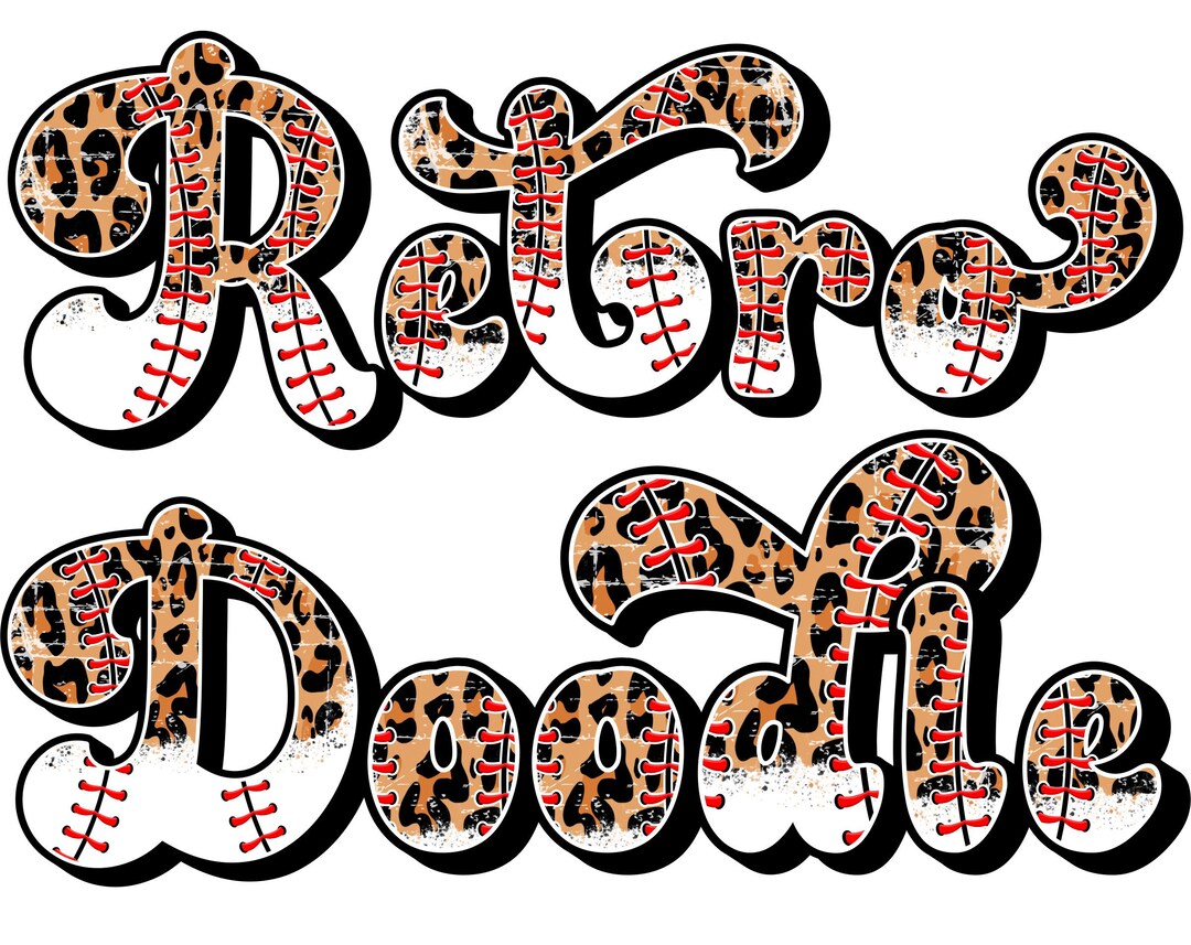Retro Baseball Letters PNG Leopard, Doodle Alpha, PNG Sport, Stitching ...