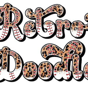 Retro Baseball Letters PNG Leopard, Doodle Alpha, PNG Sport, Stitching ...