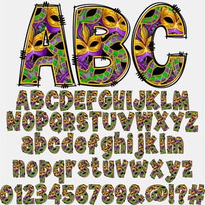 Mardi Gras Alphabet PNG, Carnival Letters, Mardi Gras, Alpha Doodle ...