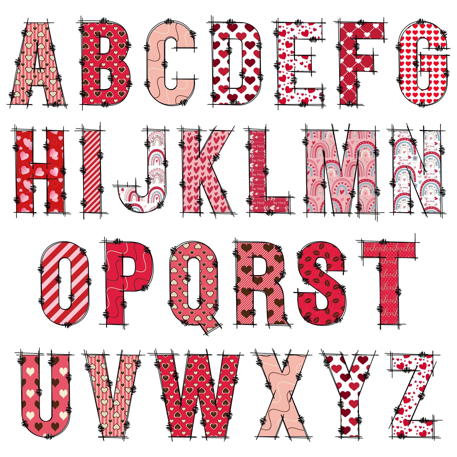 Valentine's Day Letters PNG, Love Letters Clip Art, PNG, Doodle ...